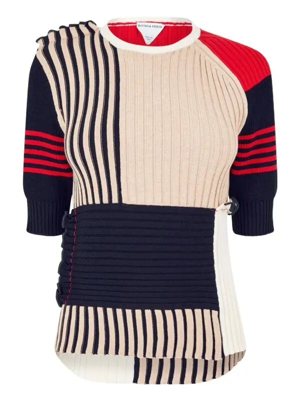 Bottega Veneta Colorblocked Crew Neck Sweater - Black