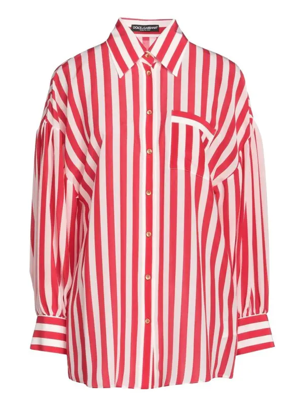 Dolce & Gabbana Striped Crepe Long-sleeve Shirt - Pink