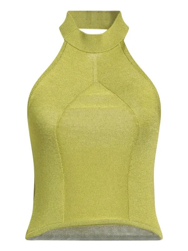 MAXCO. Sleeveless Knitted Vest With High Collar - Green