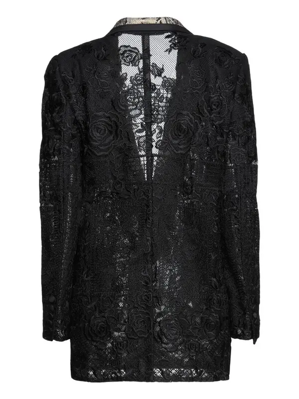 Dolce & Gabbana Floral Jacquard Lace Coat - Black