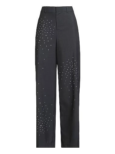 MAXCO. Max&co. Flannel Wide-leg Trousers With Crystal Embellishments - Black