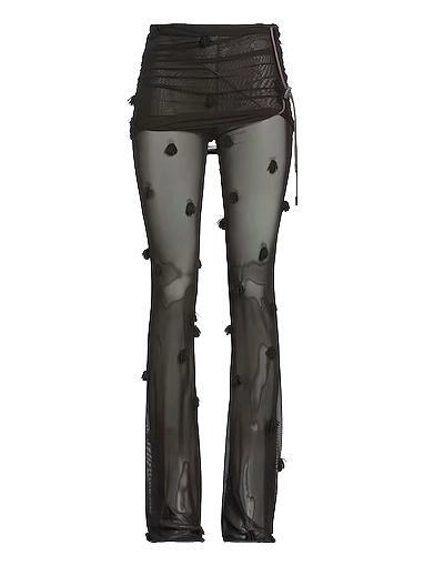 Jacquemus Stretchy Mesh Flared Pants With Appliqués - Black