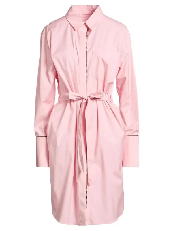 Burberry Plain Long Sleeve Shirt Dress - Pink