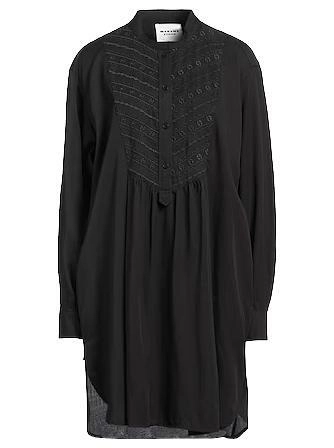 Isabel Marant Étoile Solid Color Embroidered Shirt Dress - Black