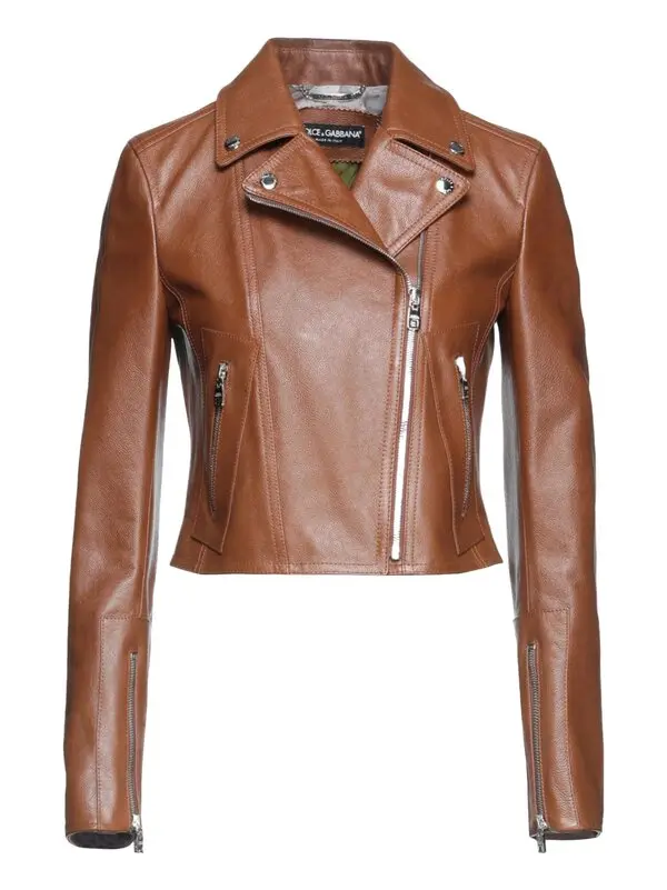 Dolce & Gabbana Leather Moto Jacket - Brown