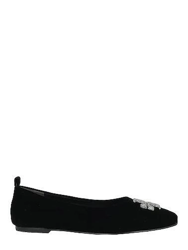Tory Burch Velvet Ballet Flats With Crystal Embellishments - Black