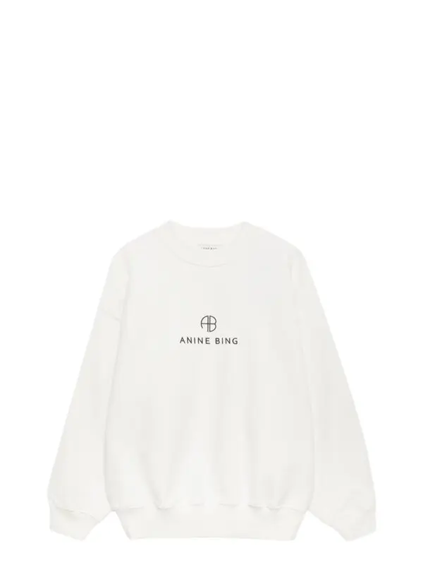 ANINE BING Long Sleeve Crewneck Sweatshirt With Logo - Ivory