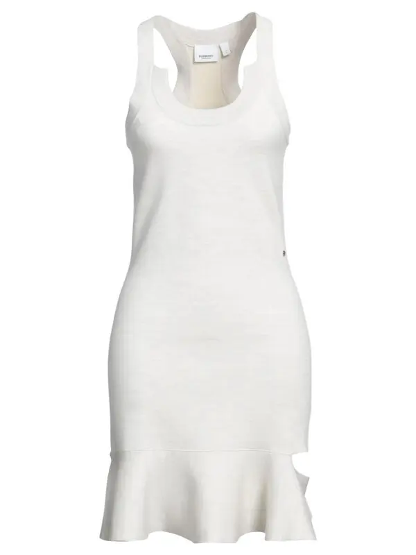 Burberry Sleeveless Flared Dress With Ruffle Hem - White