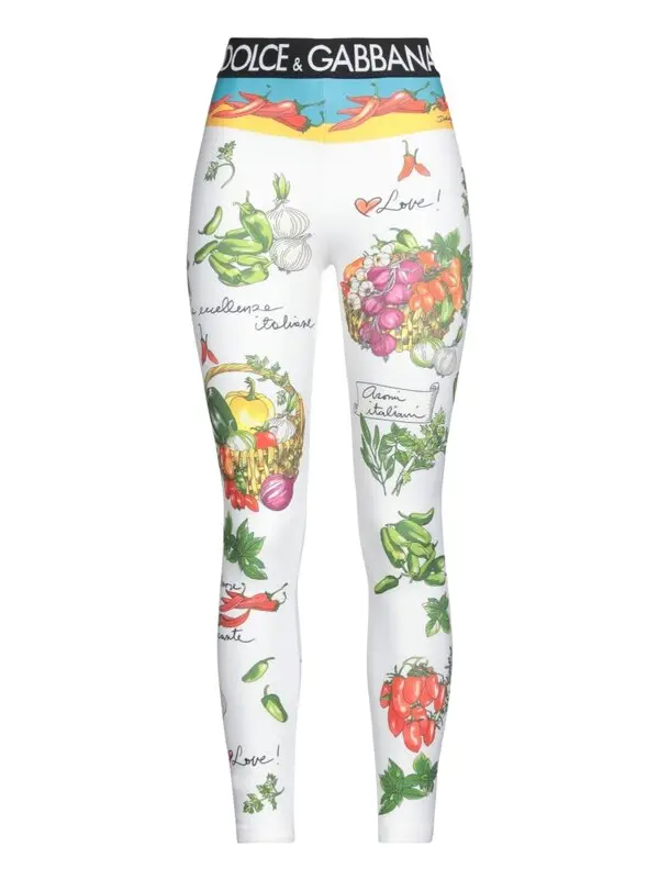Dolce & Gabbana Multicolor Stretch Leggings - White