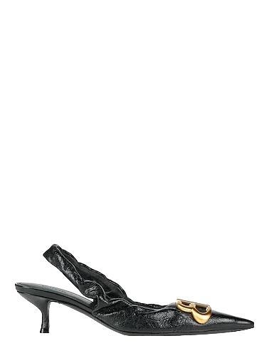 Balenciaga Leather Mary Jane Slingback Pumps - Black