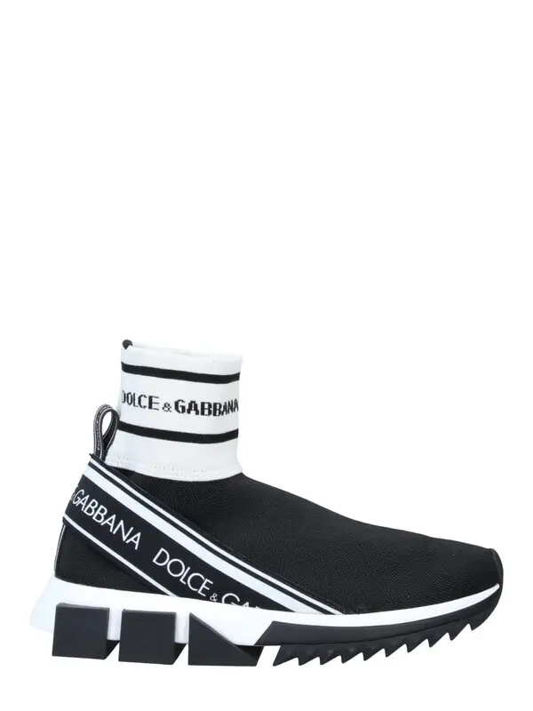 Dolce & Gabbana High-top Sock Sneakers With Embellished Logo - Black