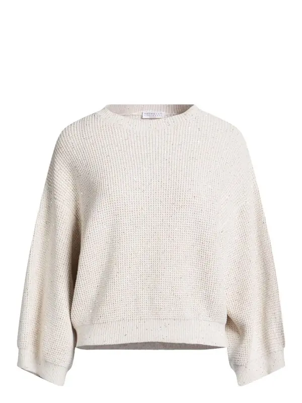 Brunello Cucinelli Lightweight Sequin Knit Sweater - White