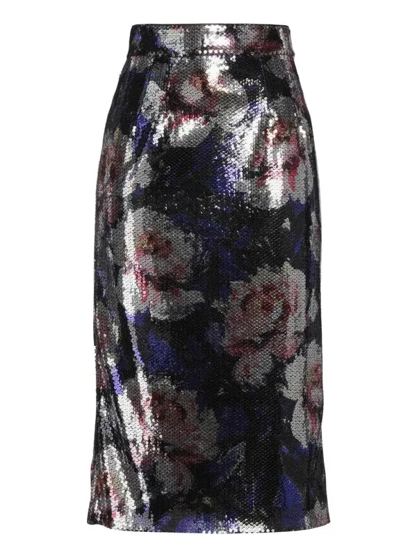 Dolce & Gabbana Sequined Floral Tulle Skirt - Black
