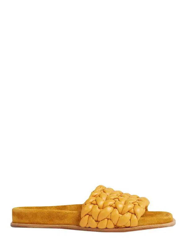 Chloé Braided Leather Slides - Orange