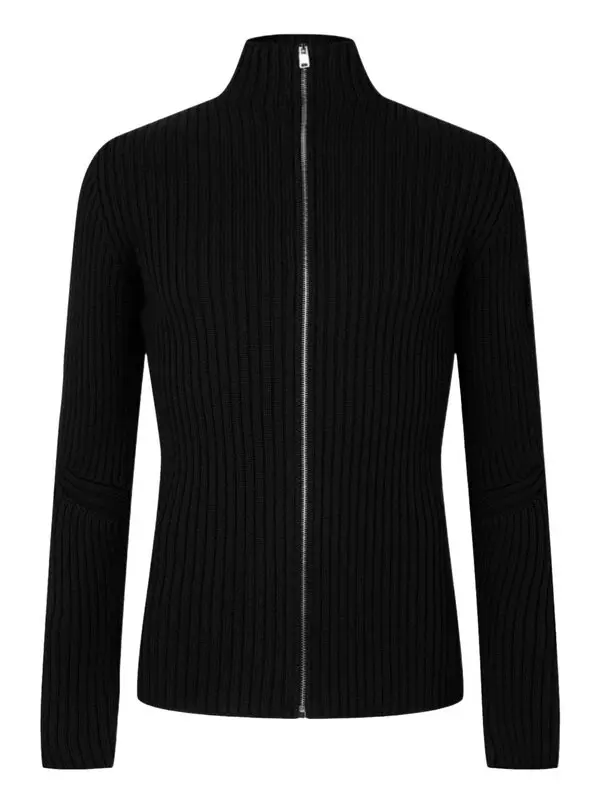 Prada Zip-up Ribbed Sweater - Nero
