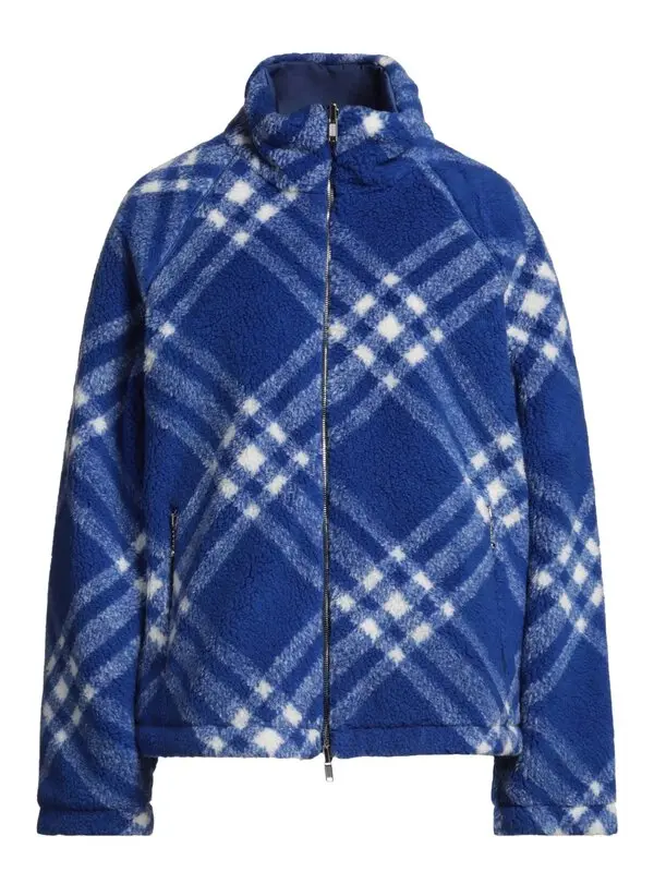 Burberry Checked Fleece Jacket - Blue