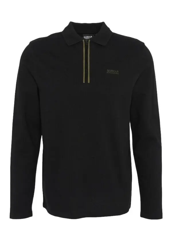 Barbour Long-sleeved Zip-up Polo Shirt - Black