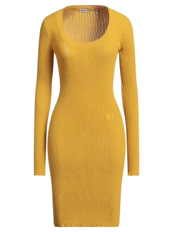 Burberry Fitted Ribbed Knit Dress - Yellow