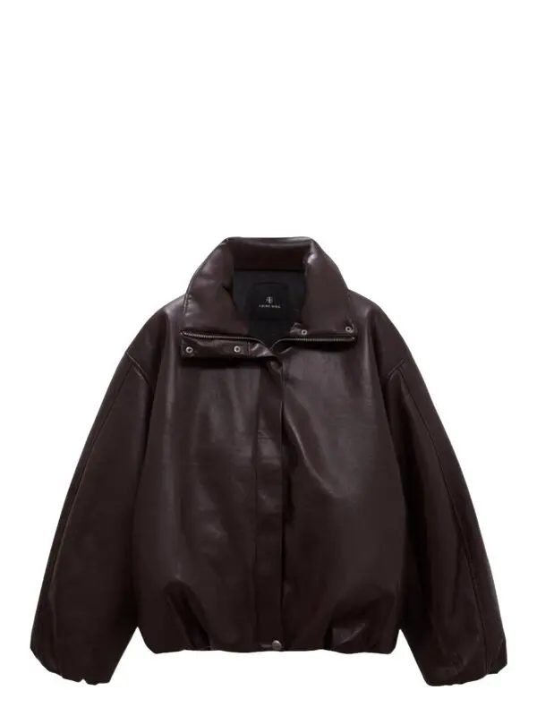 ANINE BING Leather Padded Jacket - Deep Brown