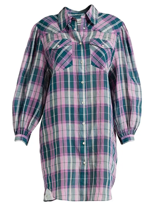 Isabel Marant Étoile Plaid Long Sleeve Shirt Dress - Gray