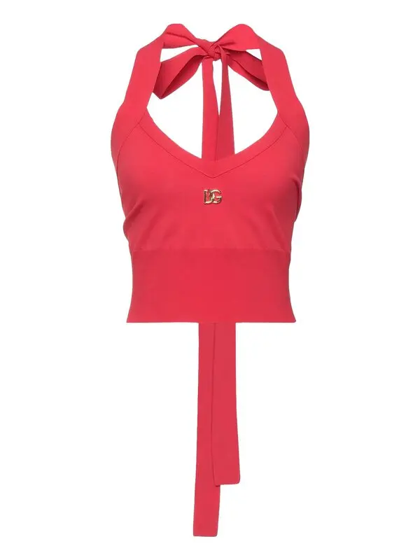 Dolce & Gabbana Sleeveless V-neck Top With Tie Fastening - Red