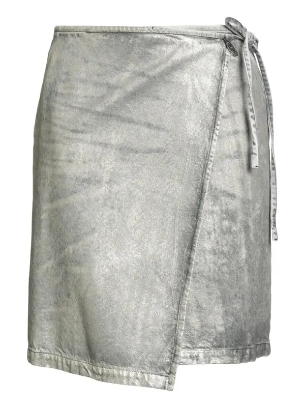 DIESEL® Metallic Denim Wrap Skirt - Gray