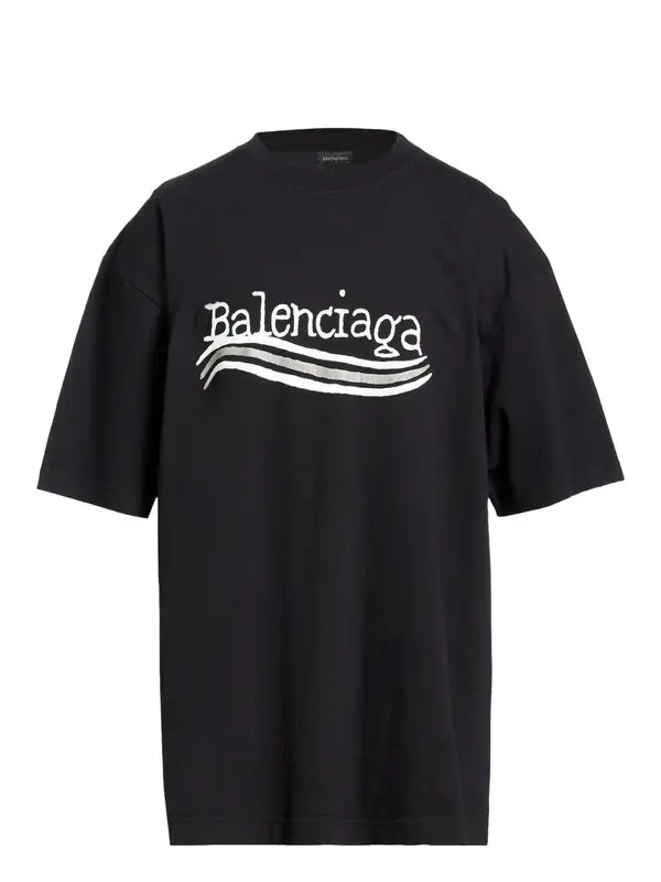 Balenciaga Printed Crew Neck Short-sleeve T-shirt - Black