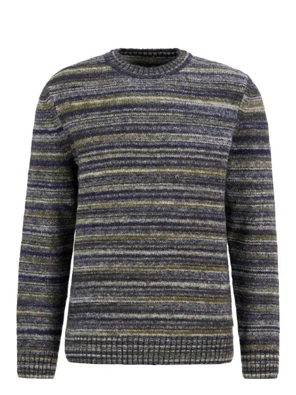 Barbour Long Sleeve Striped Crew Neck Sweater - Black