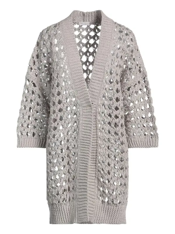 Brunello Cucinelli Crochet Knit Cardigan - Gray