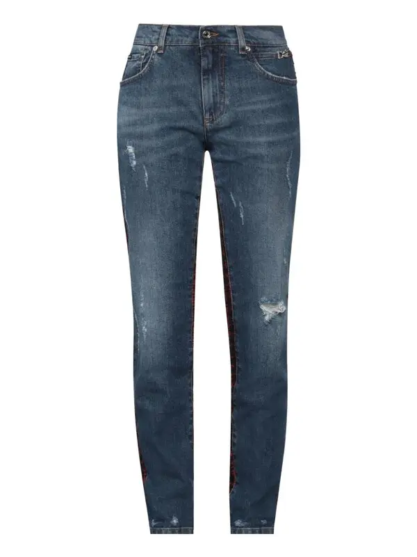 Dolce & Gabbana Plaid Straight-leg Jeans - Blue