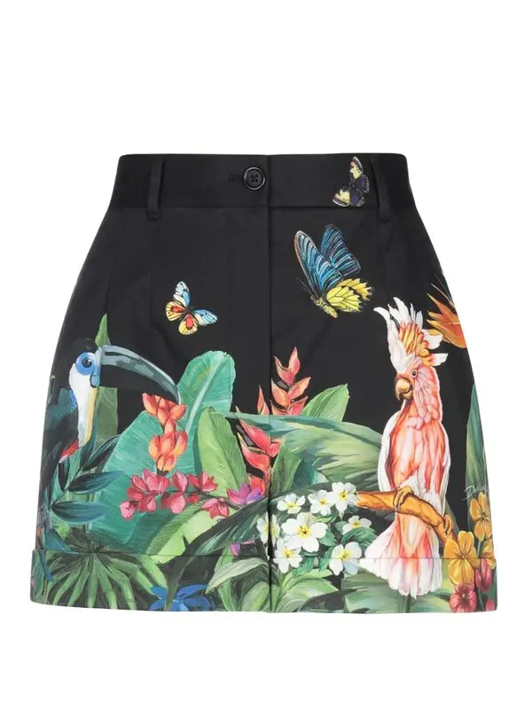 Dolce & Gabbana Printed Stretch Fabric Shorts - Green