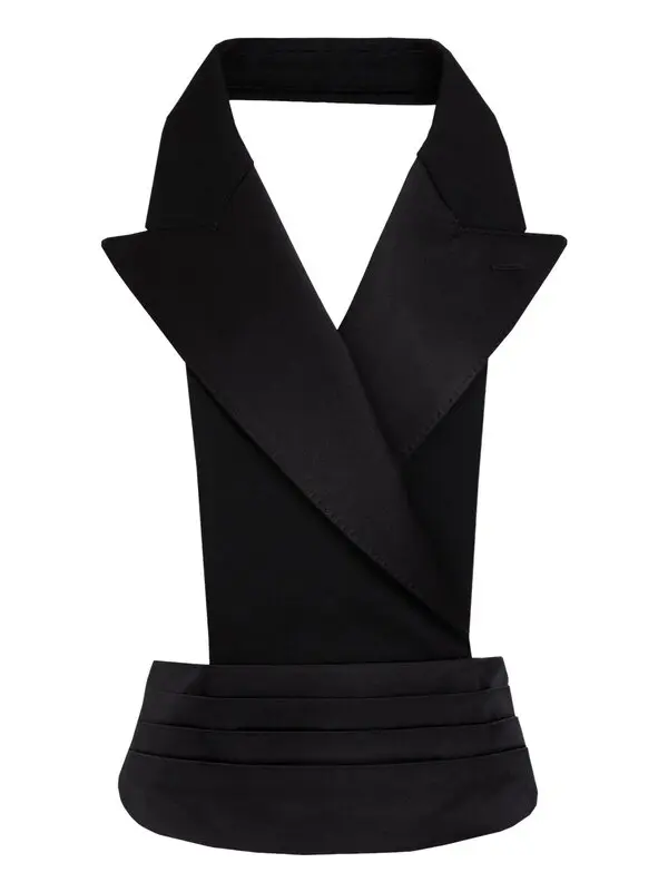 Dolce & Gabbana Solid Satin Sleeveless Top - Black