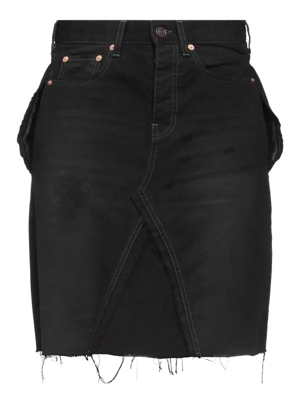 Balenciaga Metallic Denim A-line Skirt - Black