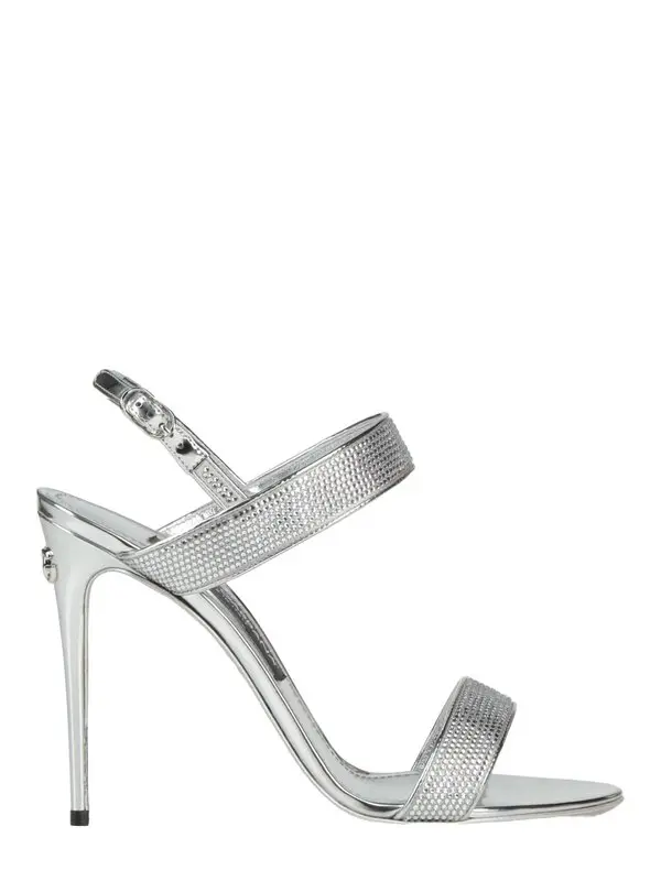 Dolce & Gabbana Metallic Embellished Stiletto Sandals - Gray
