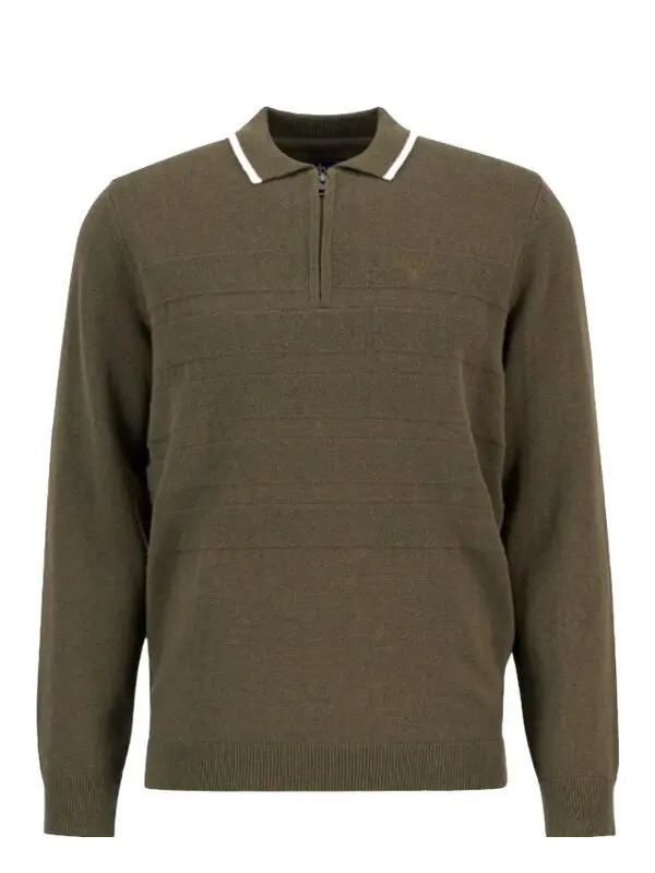 Barbour Long-sleeved Knit Polo Shirt - Mid Olive
