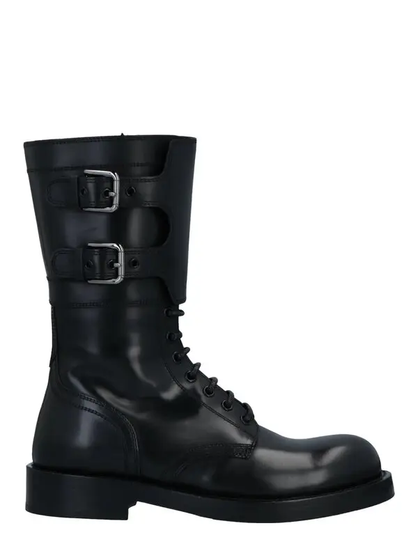 Dolce & Gabbana Leather Lace-up Ankle Boots - Black