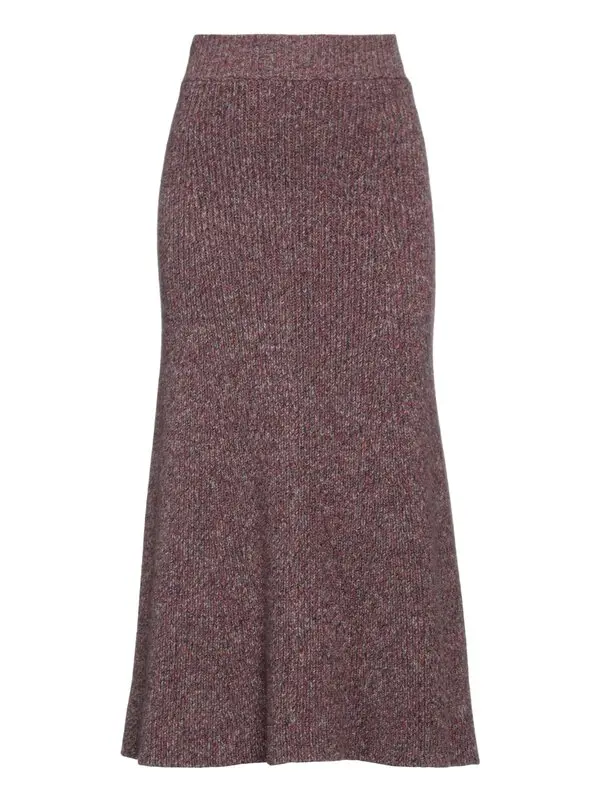 Chloé Ribbed Knit A-line Midi Skirt - Brown