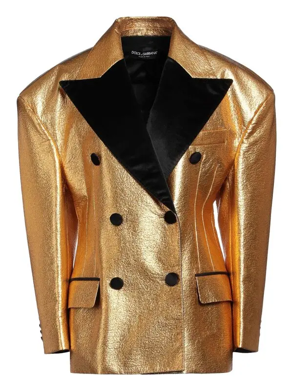 Dolce & Gabbana Double-breasted Metallic Blazer - Brown
