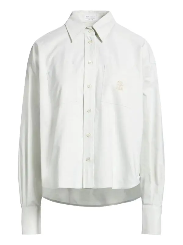Brunello Cucinelli Long-sleeve Shirt With Embroidered Logo - White
