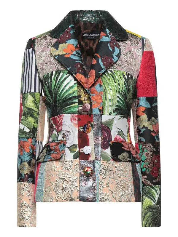 Dolce & Gabbana Floral Patchwork Long Sleeve Coat - Multicolor