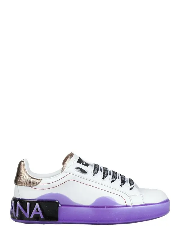 Dolce & Gabbana Low-top Metallic Leather Sneakers - White