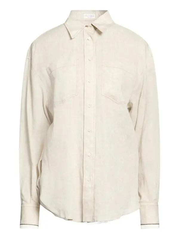 Brunello Cucinelli Plain Long-sleeve Shirt With Classic Collar - White