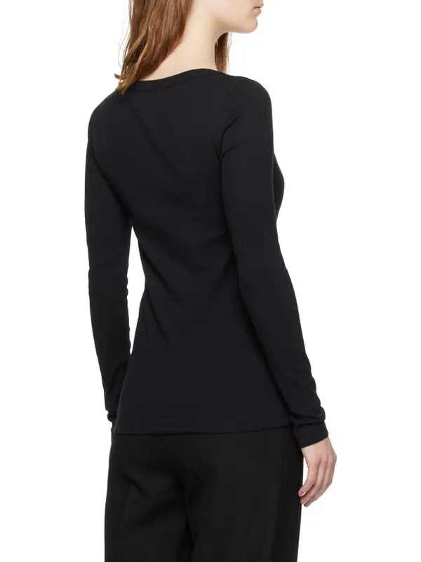 TOTEME Scoop-neck Fine-ribbed Long Sleeve T-shirt - Black