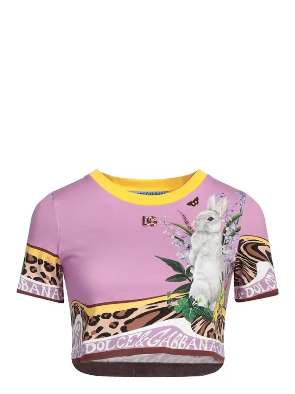 Dolce & Gabbana Cropped T-shirt With Graphic Print - Multicolor