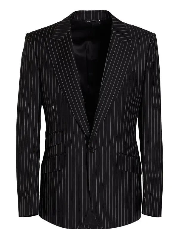 Dolce & Gabbana Single-breasted Pinstriped Blazer - Black