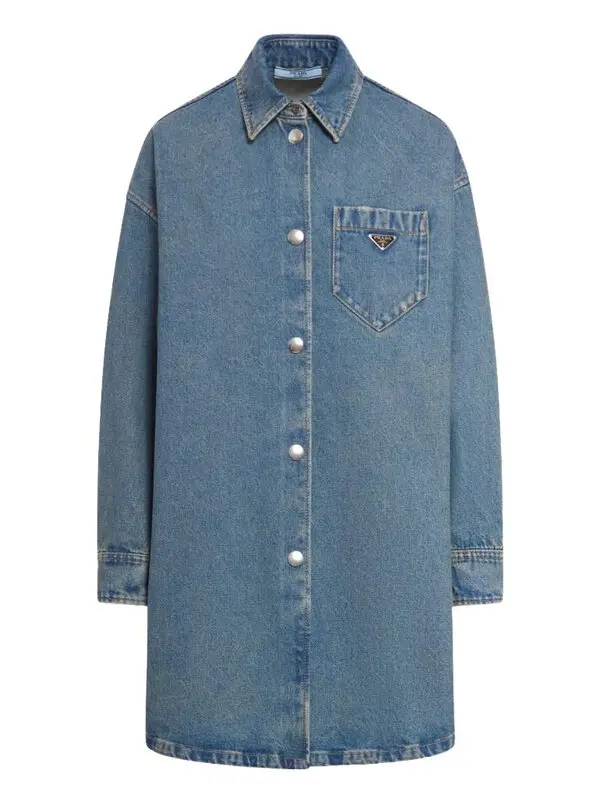 Prada Oversized Organic Denim Shirt - Medium Blue