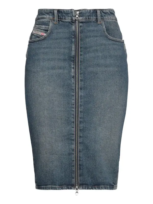 DIESEL® Denim Pencil Skirt With Zip Front - Blue