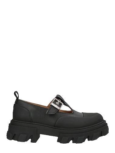 GANNI T-bar Buckled Flat Shoes - Black