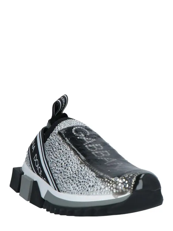 Dolce & Gabbana Two-tone Embellished Slip-on Sneakers - Gray