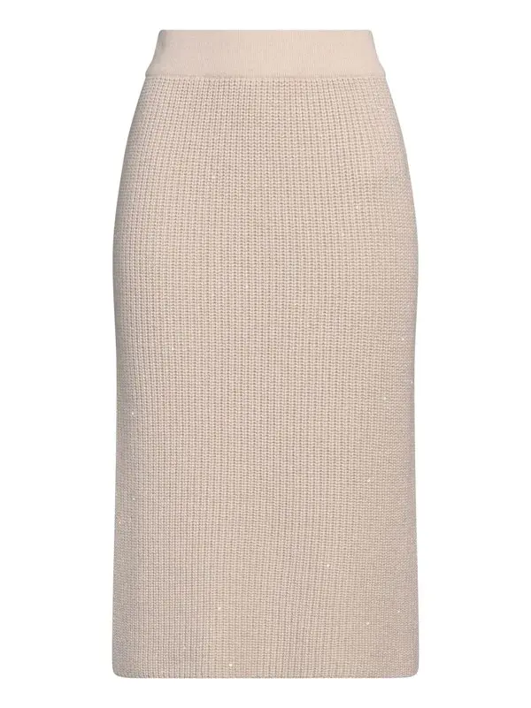 Brunello Cucinelli Sequined Cashmere Knit Pencil Skirt - Nude